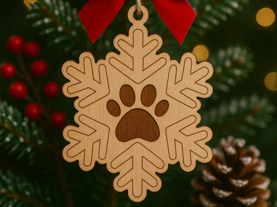 Dog Paw Snowflake Ornament by d.bang.199 MakerWorld: Download Free 3D ...