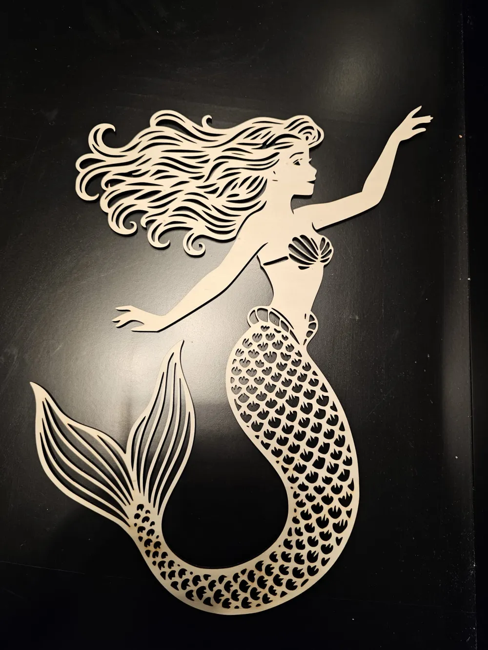 Intricate Mermaid Silhouette - Laser Cut Wall Art - Free 3D Print Model ...