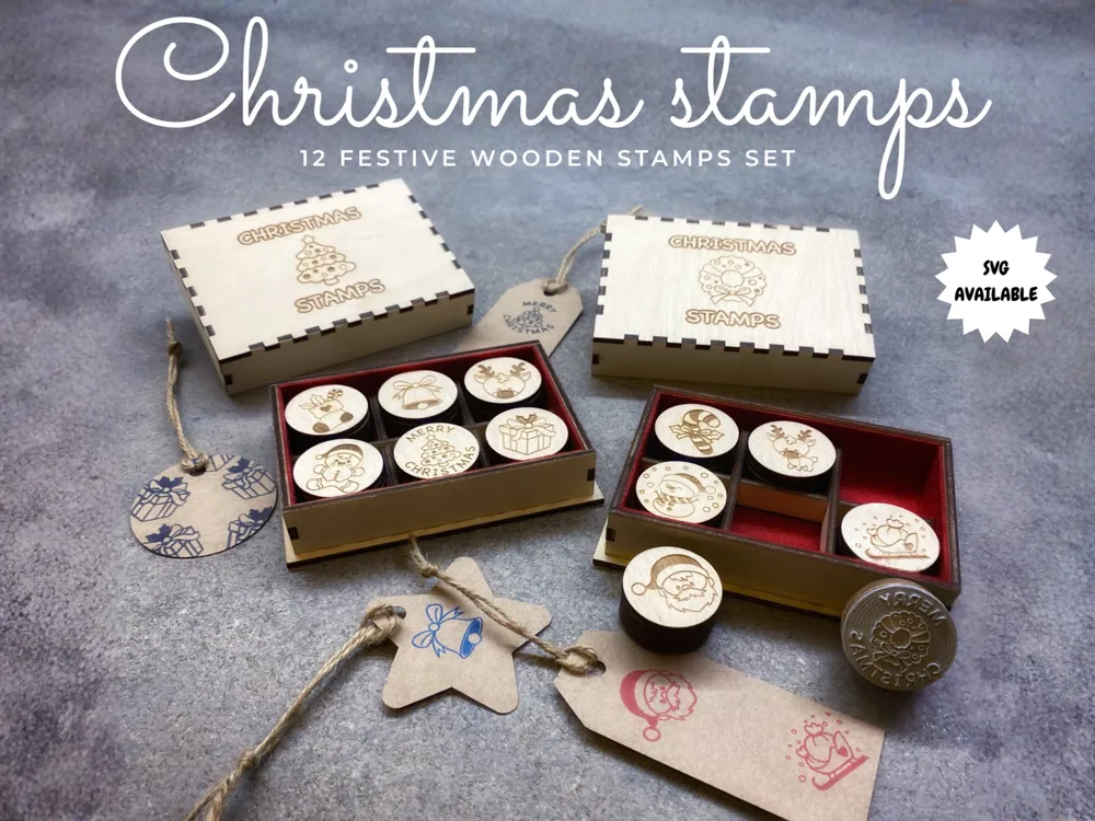 Christmas stamps - 12 festive wooden stamps set - Free 3D Print Model ...