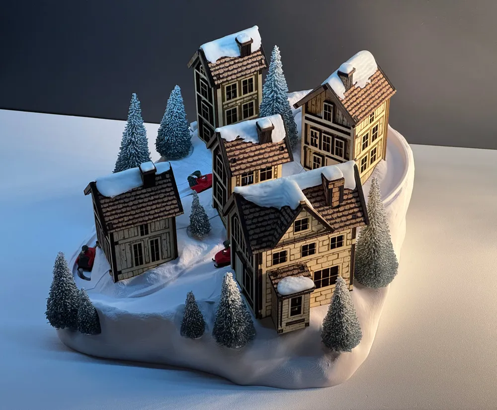 Winter Village – Sled Hill Diorama by Structales - Roadrunner4d MakerWorld: Download Free 3D Models