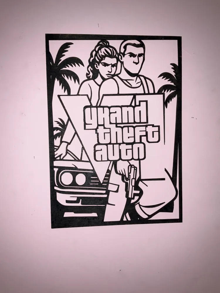 Gta 6 line art, grand theft auto wall art by Think MakerWorld: Download ...