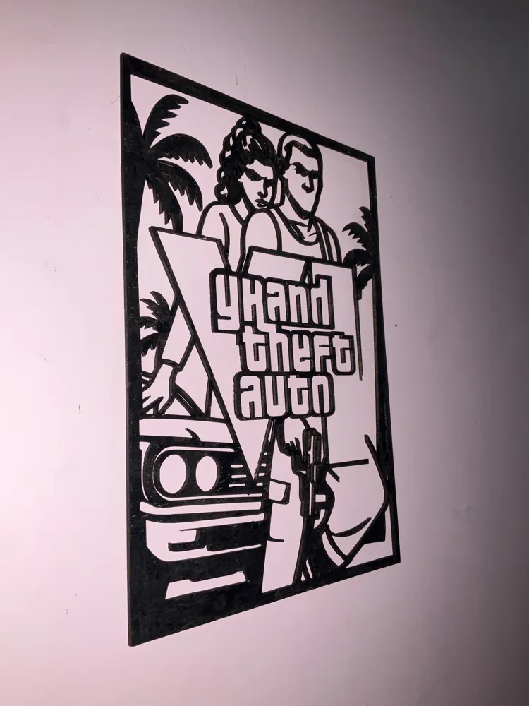 Gta 6 line art, grand theft auto wall art by Think MakerWorld: Download ...