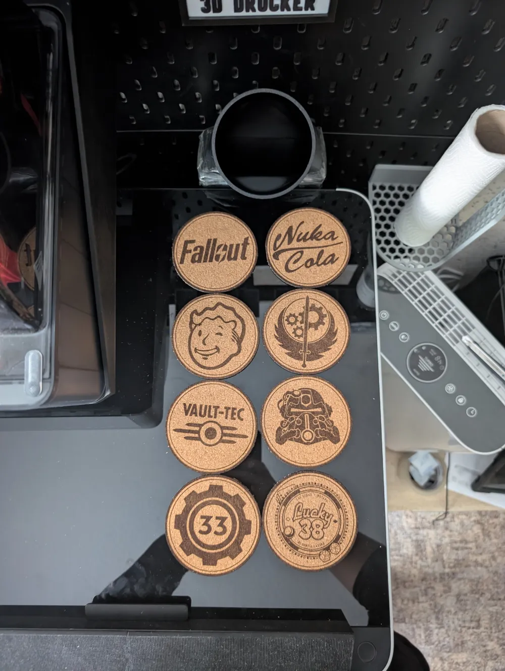 Cork Coaster Fallout Collection - Free 3D Print Model - MakerWorld