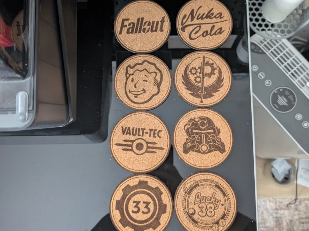 Cork Coaster Fallout Collection - Free 3D Print Model - MakerWorld