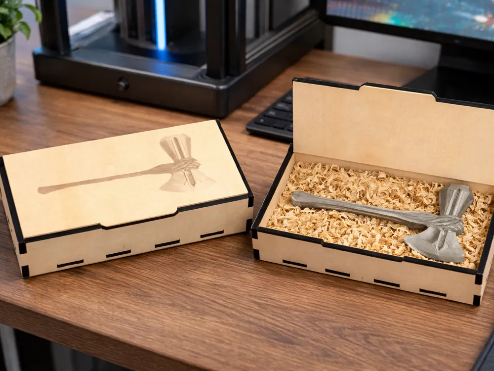 Laser Cut Box for Fantasy Axe – SVG / DXF - Free 3D Print Model ...