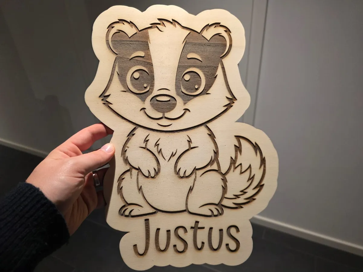 Cute Badger Door Plate Personalized DIY Laser Cut - Free 3D Print Model ...