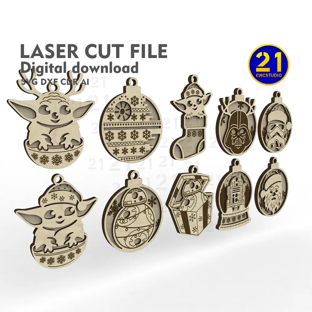 Christmas Ornaments Star Wars | Laser Cut File - Free 3D Print Model ...