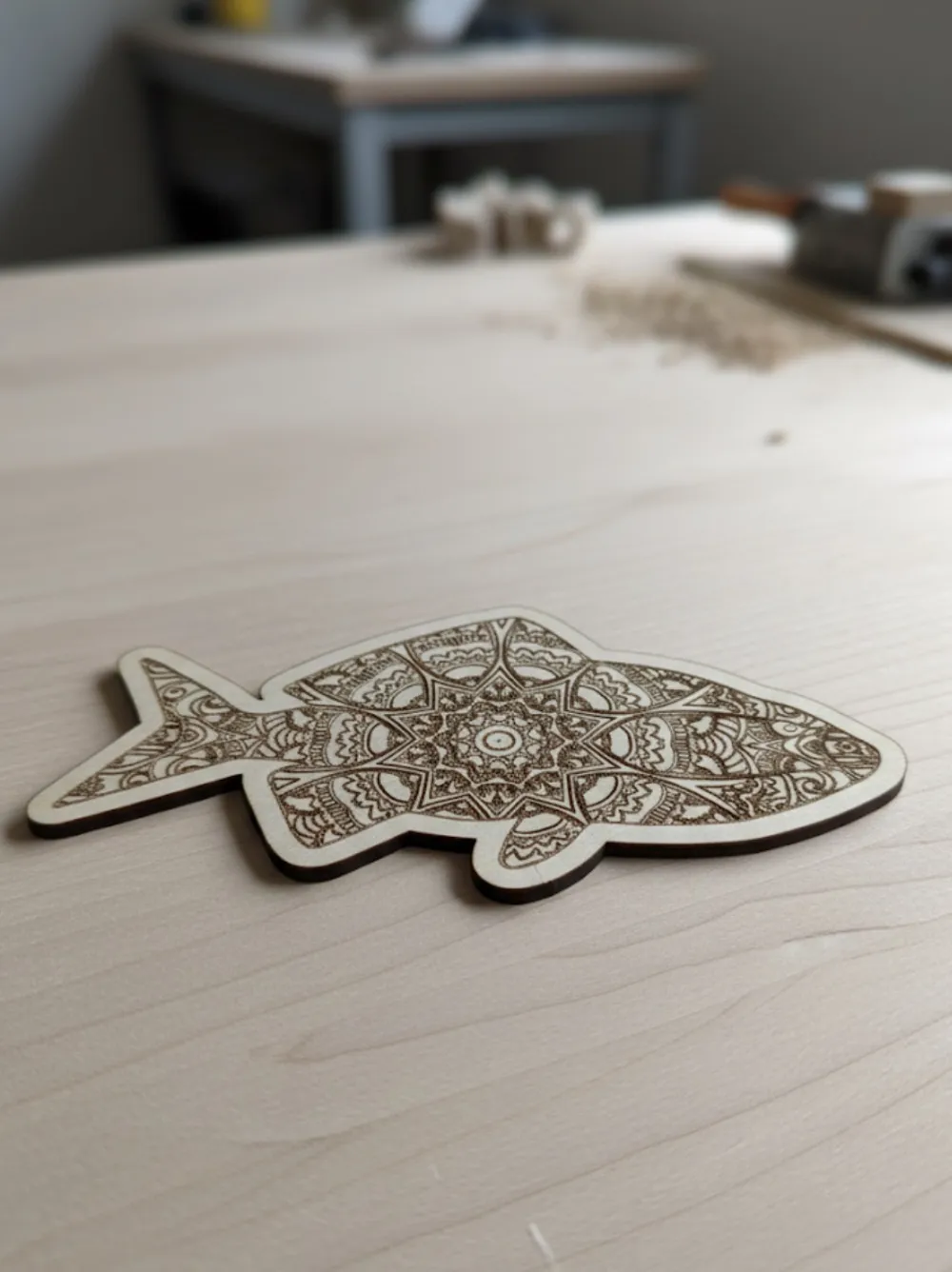 Fish Mandala TEST laser engraving and cutting - Free 3D Print Model ...