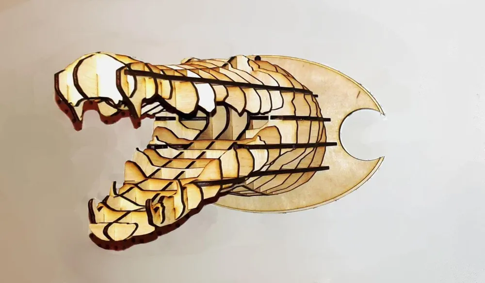 Alligator Trophy Head Laser Cut - Free 3D Print Model - MakerWorld