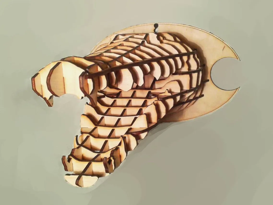 Alligator Trophy Head Laser Cut - Free 3D Print Model - MakerWorld