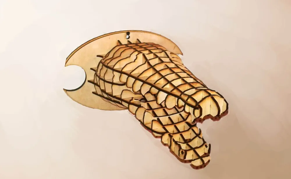 Alligator Trophy Head Laser Cut - Free 3D Print Model - MakerWorld