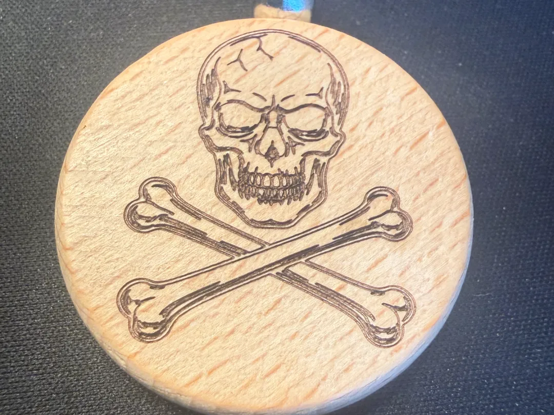 Skull and Bones Engraved on Wood - Free 3D Print Model - MakerWorld