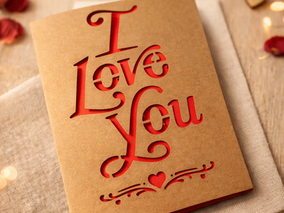 I Love You simple Cutout Card Greeting card - Free 3D Print Model ...