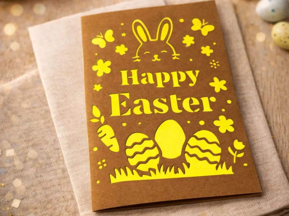 Happy Easter Cutout Card Greeting card - Free 3D Print Model - MakerWorld
