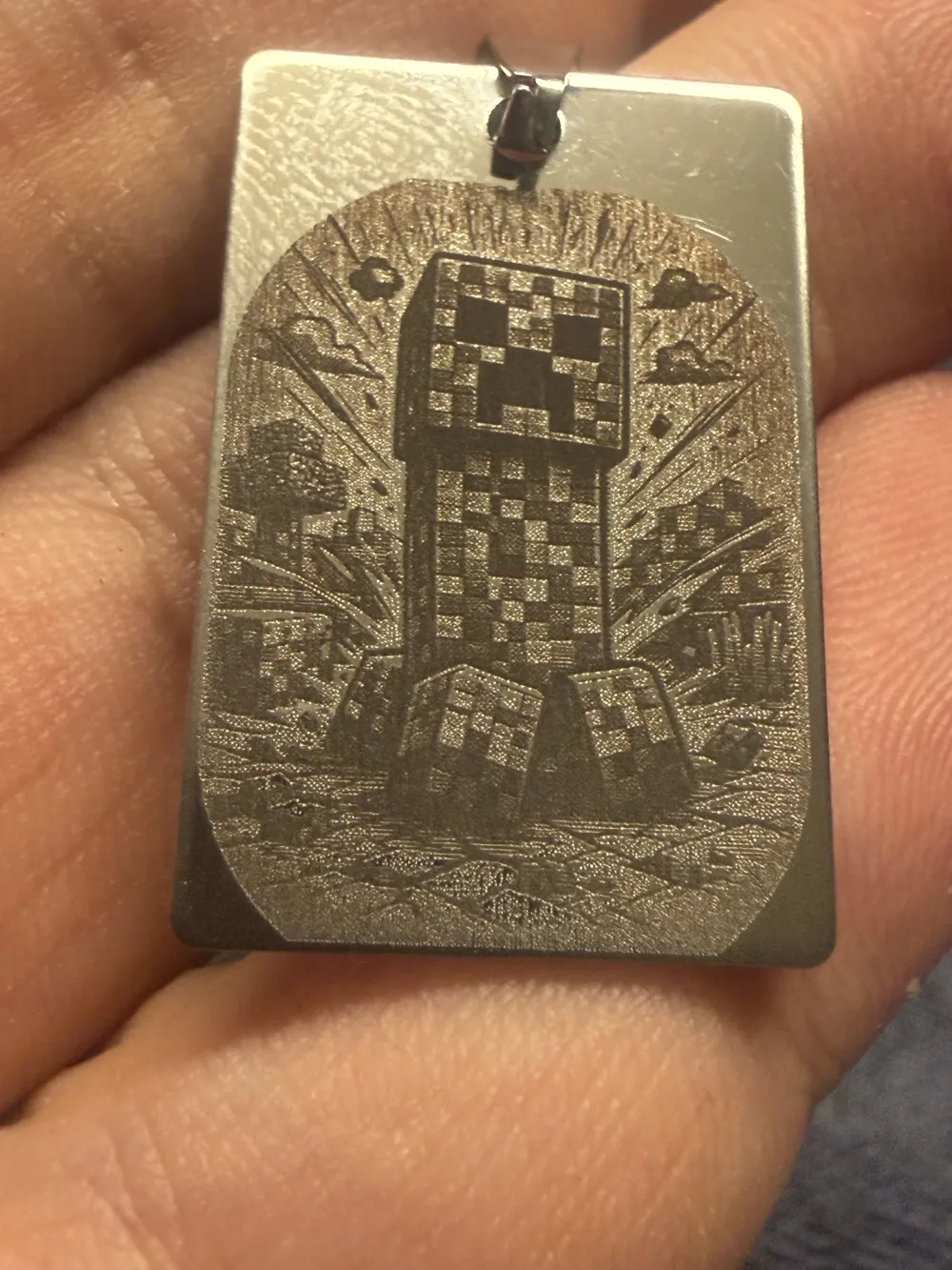 Minecraft Creeper Engraved on Steel - Free 3D Print Model - MakerWorld