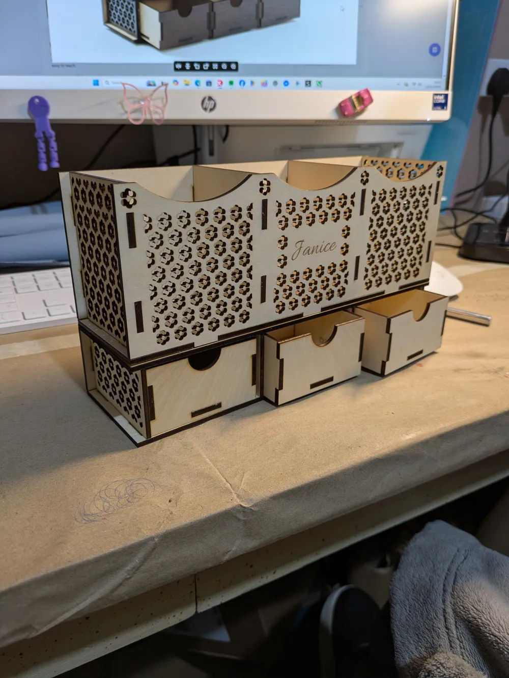 Floral Pattern Wooden Desk Organizer Drawers - Free 3D Print Model ...