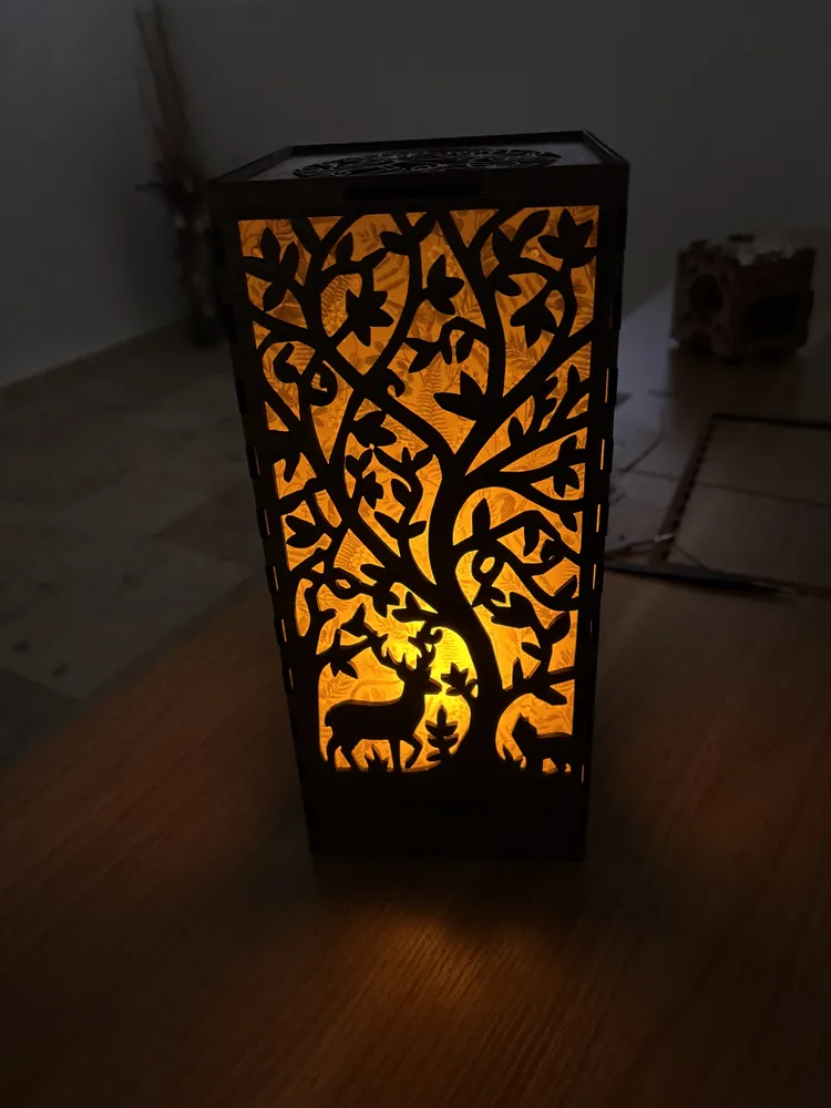 Forest Animal LED Lamp SVG | Deer Tree Lantern - Free 3D Print Model ...