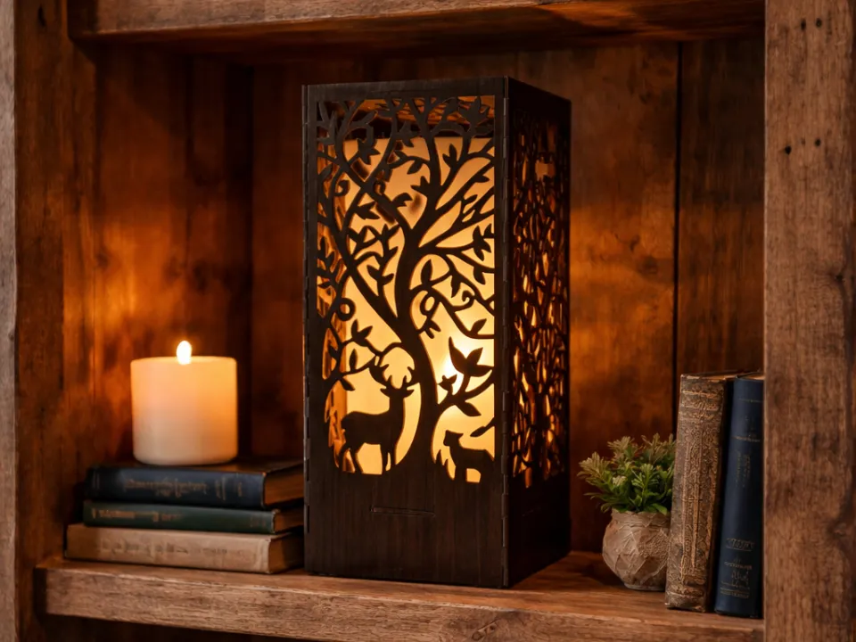 Forest Animal LED Lamp SVG | Deer Tree Lantern - Free 3D Print Model ...