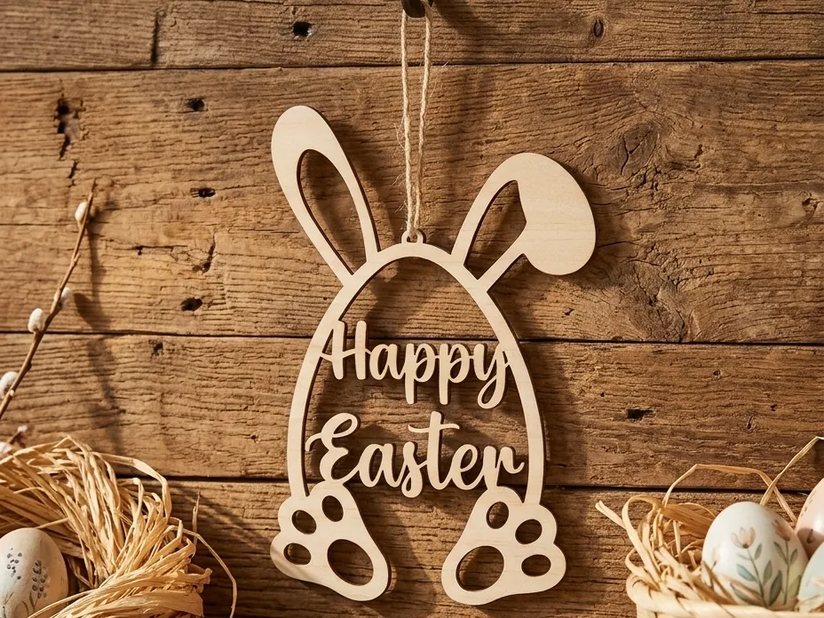Easter Decoration with Bunny Happy Easter - Free 3D Print Model ...