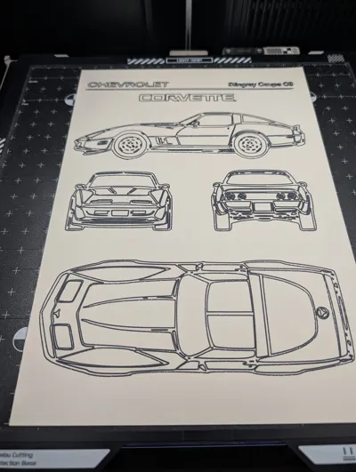 Dibujo Corvette - Modelo de impresión 3D gratuito - MakerWorld