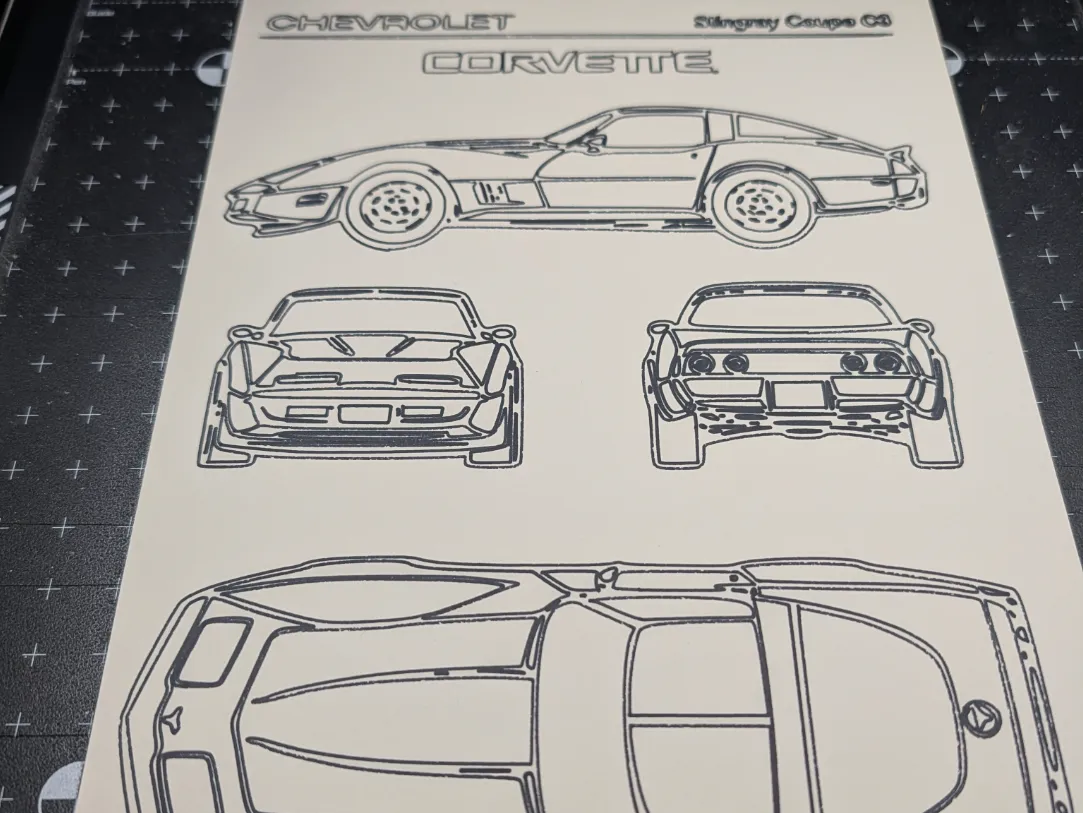 Dibujo Corvette - Modelo de impresión 3D gratuito - MakerWorld