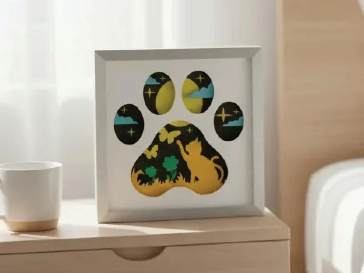 Cat Footprint Layered Papercut Shadow Box - Free 3D Print Model ...
