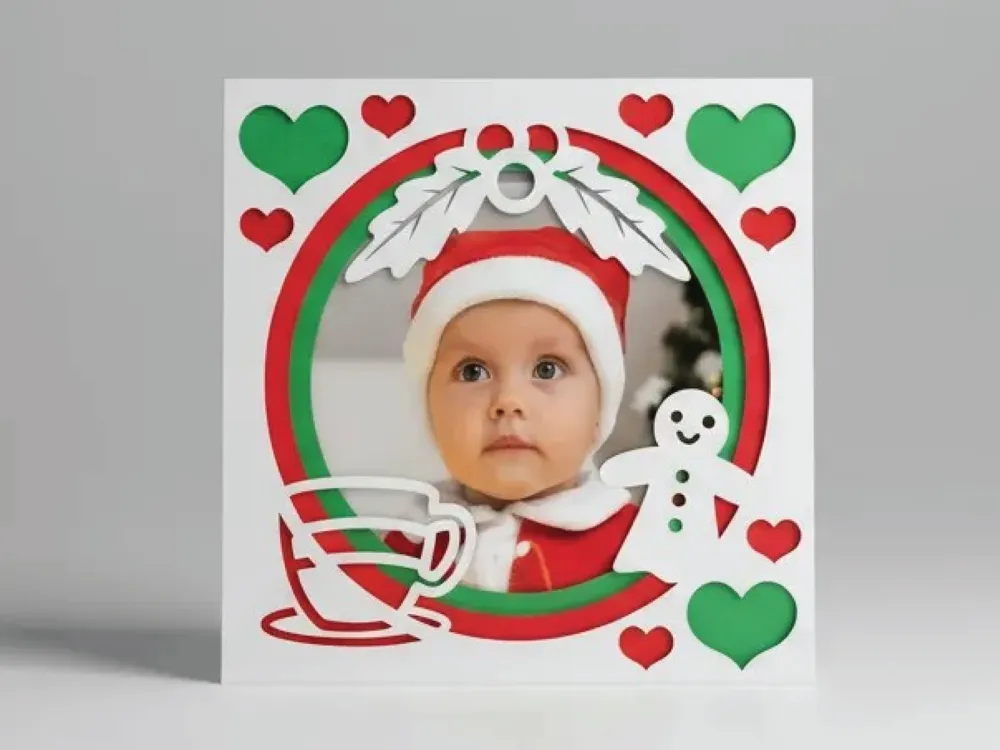 Christmas 3D Frame Layered Papercut 7 - Free 3D Print Model - MakerWorld