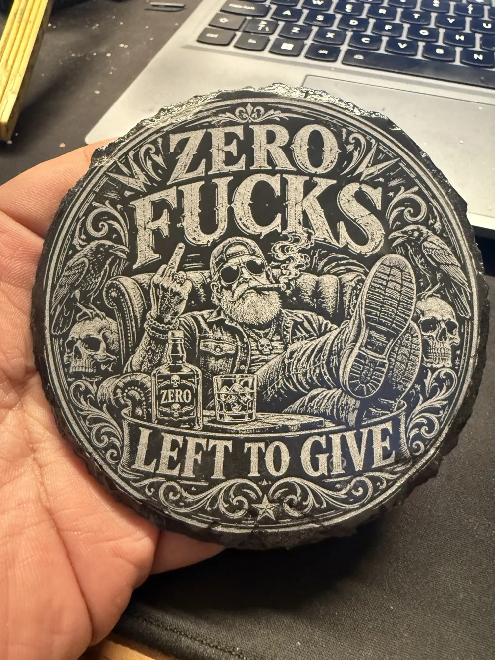 Zero Fucks Left Themed Coaster Engraving - Free 3D Print Model - MakerWorld