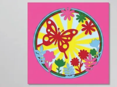 Floral Spring Butterfly 3D Shadow Box - Free 3D Print Model - MakerWorld
