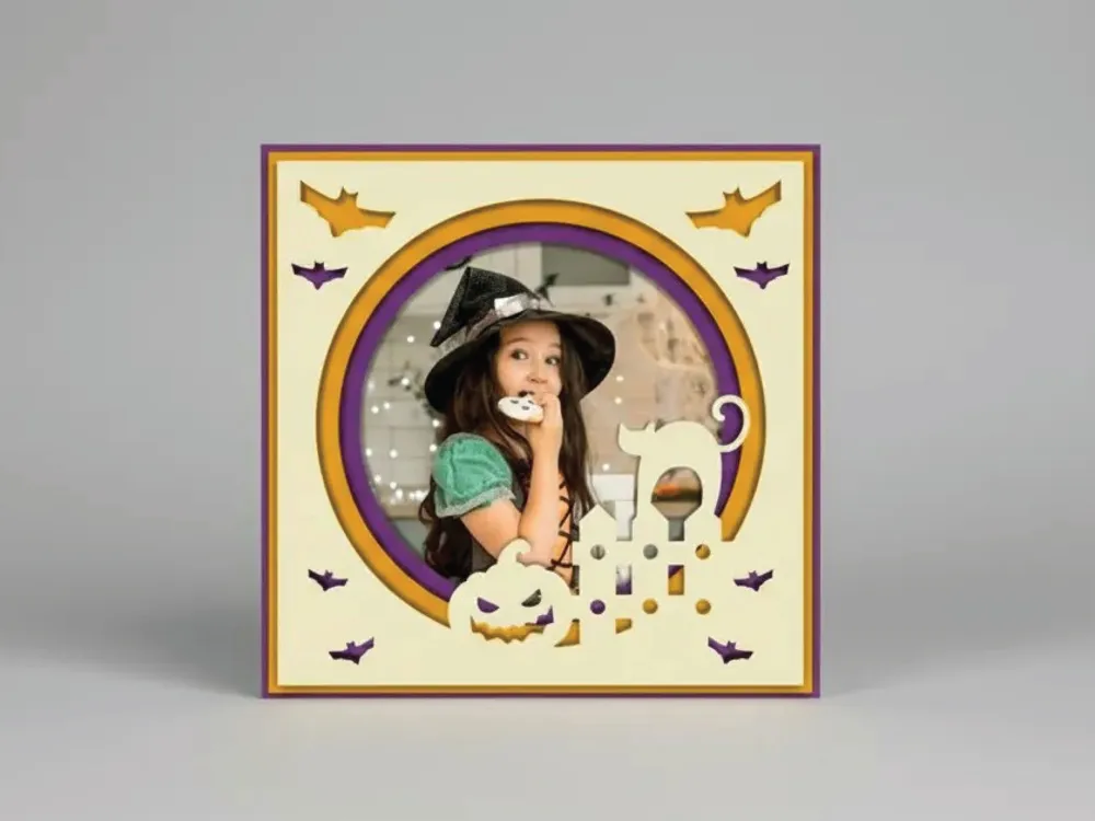 Halloween 3D Frame Layered Papercut - Free 3D Print Model - MakerWorld