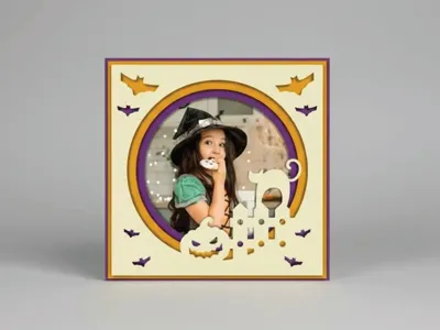 Halloween 3D Frame Layered Papercut - Free 3D Print Model - MakerWorld