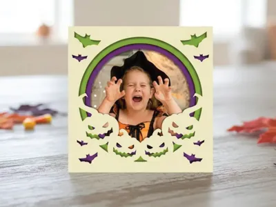 Halloween 3D Frame Layered Papercut - Free 3D Print Model - MakerWorld