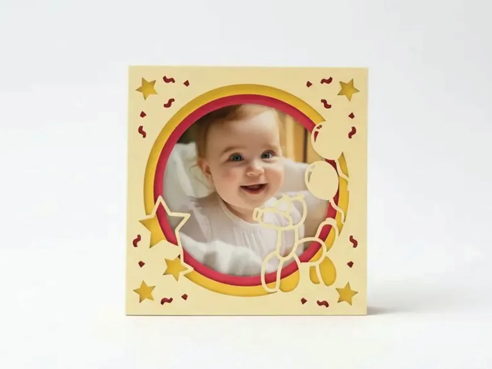 Birthday Photo Frame Layered Paper Cut 2 - Free 3D Print Model - MakerWorld