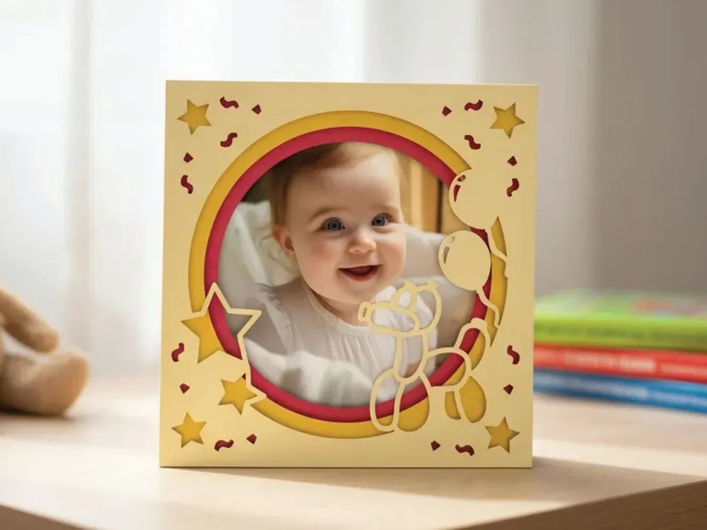 Birthday Photo Frame Layered Paper Cut 2 - Free 3D Print Model - MakerWorld