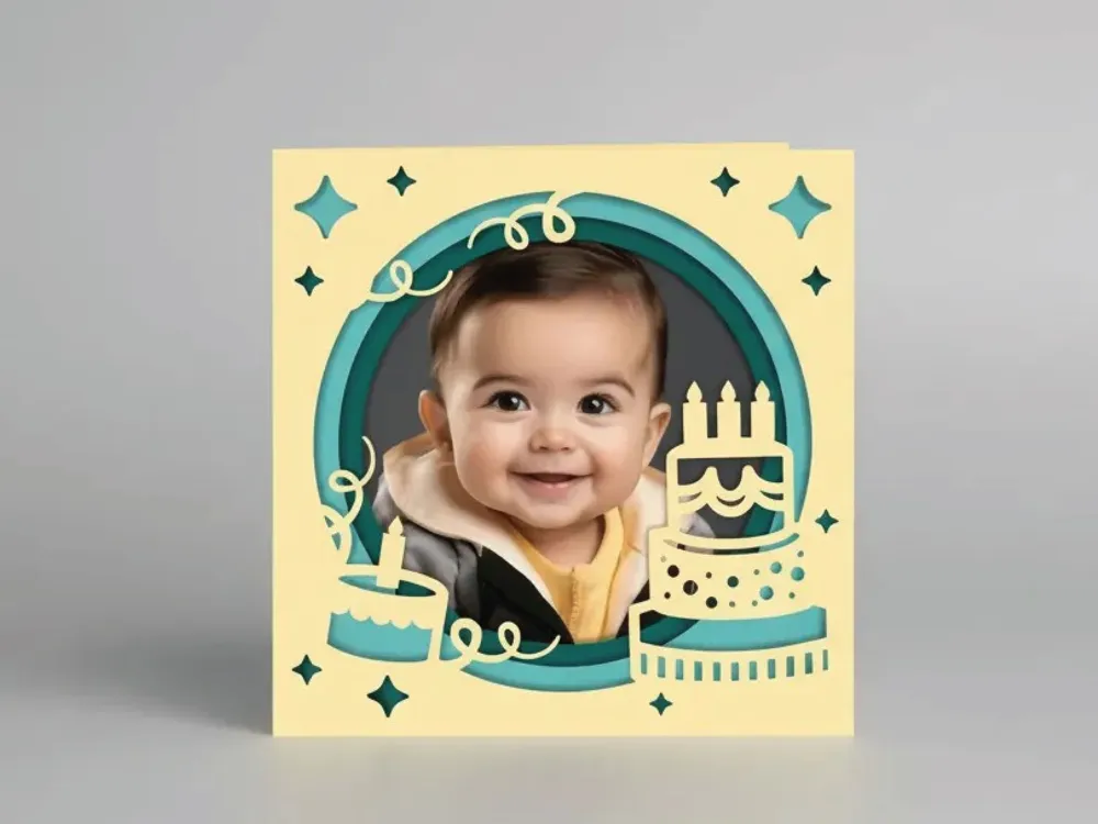 Birthday Photo Frame Layered Paper Cut 7 - Free 3D Print Model - MakerWorld