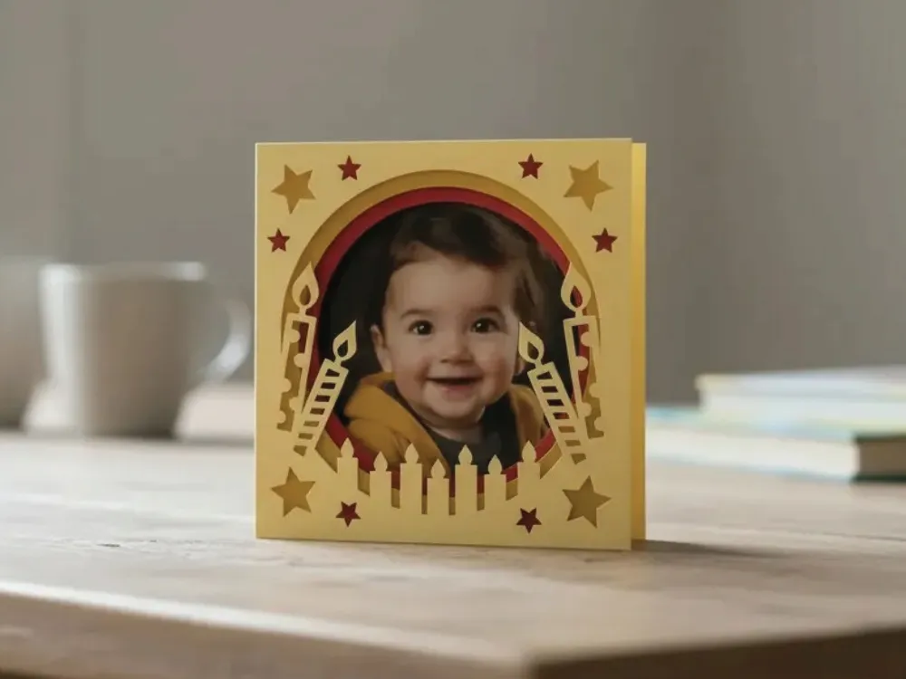 Birthday Photo Frame Layered Paper Cut 5 - Free 3D Print Model - MakerWorld