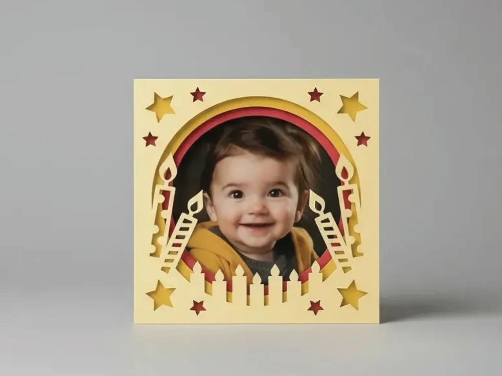 Birthday Photo Frame Layered Paper Cut 5 - Free 3D Print Model - MakerWorld
