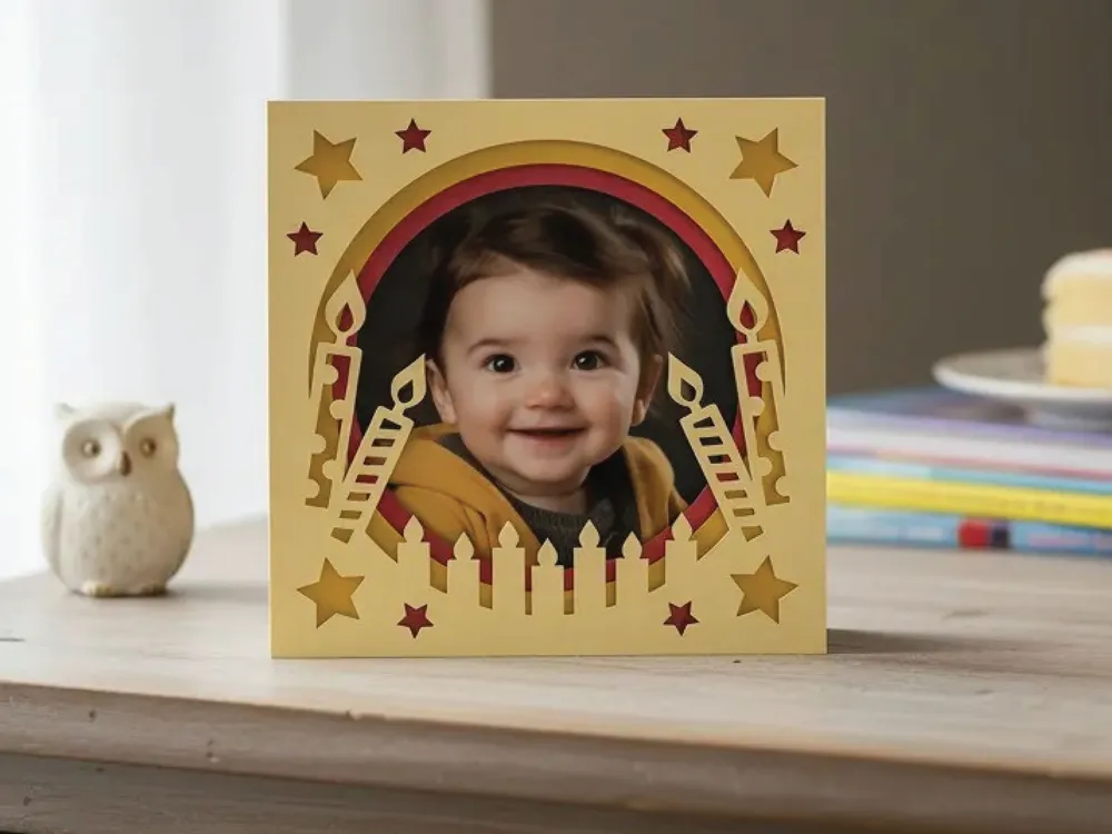 Birthday Photo Frame Layered Paper Cut 5 - Free 3D Print Model - MakerWorld