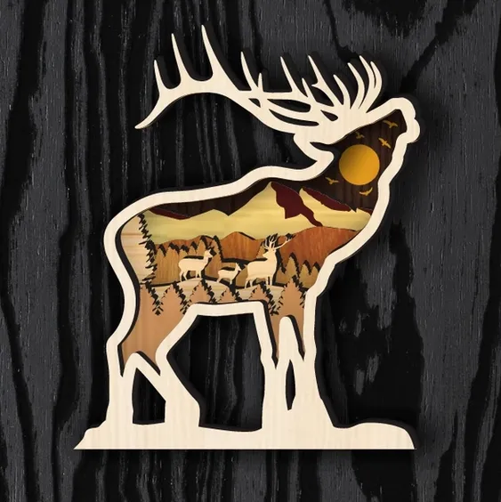 Forest Deer Multilayer SVG|7 Layer Wildlife Decor - Free 3D Print Model ...