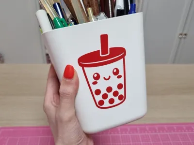 Kawaii Bubble Tea Silhouette - Free 3D Print Model - MakerWorld