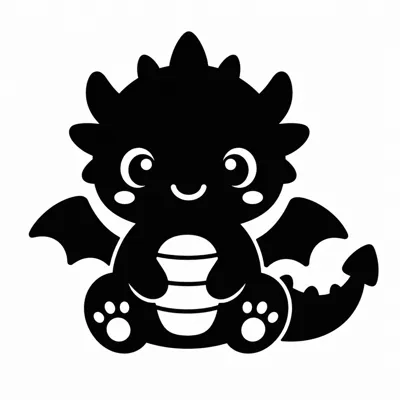 Kawaii Dragon Silhouette - Free 3D Print Model - MakerWorld