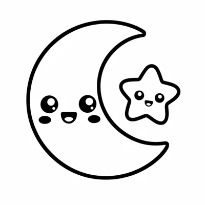 Kawaii Moon & Star Silhouette - Free 3D Print Model - MakerWorld