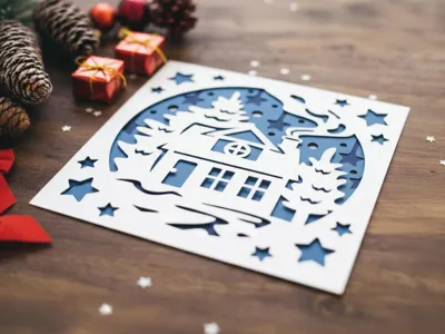Christmas Home Layered Papercut - Free 3D Print Model - MakerWorld