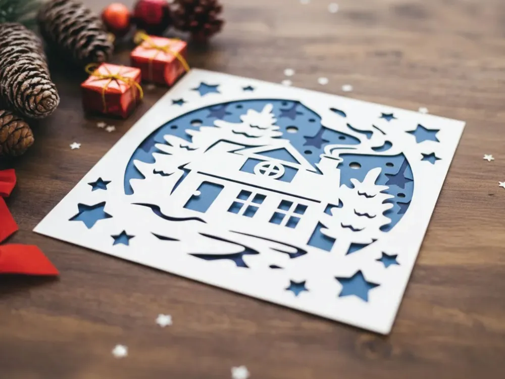 Christmas Home Layered Papercut - Free 3D Print Model - MakerWorld