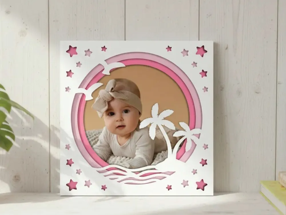 Summer Layered Frame Papercut - Free 3D Print Model - MakerWorld