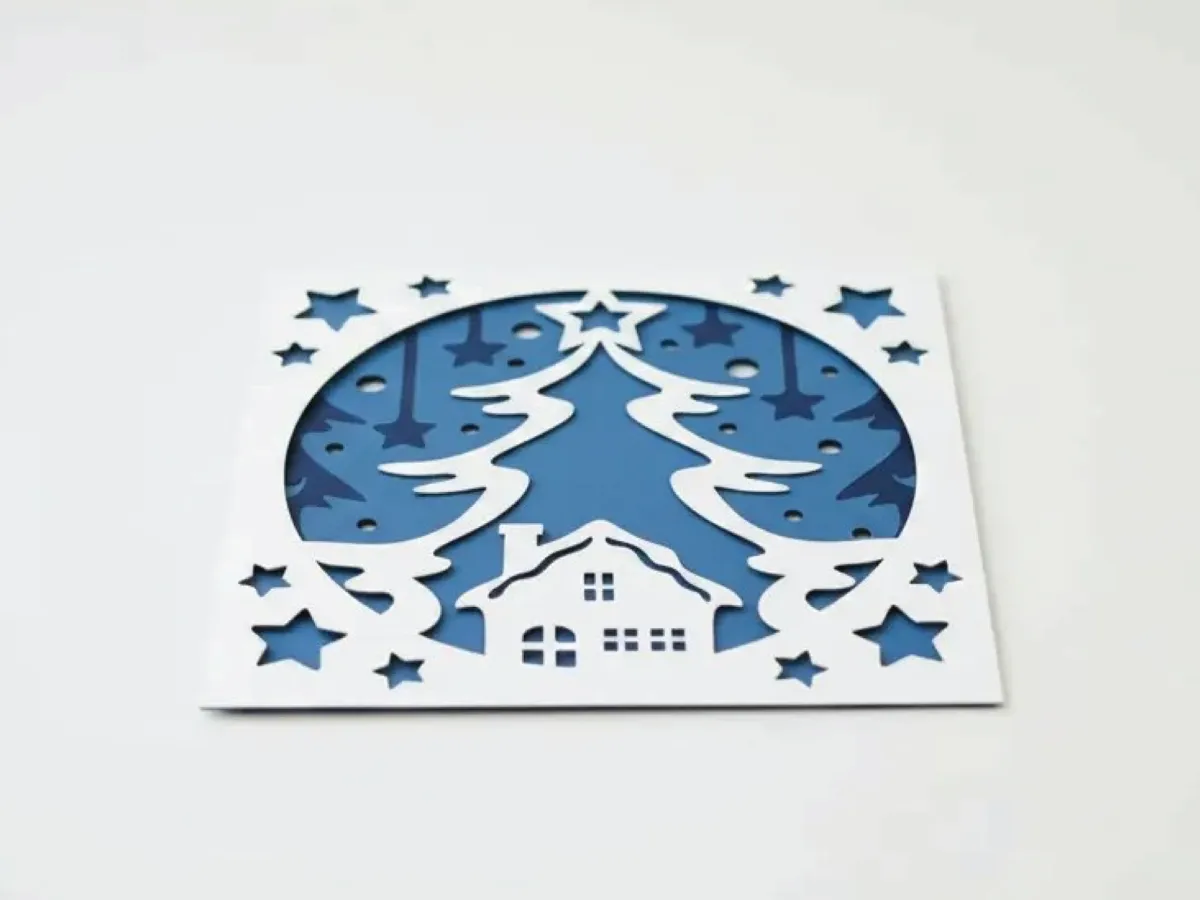 Christmas Tree and Home Layered Papercut - Free 3D Print Model - MakerWorld
