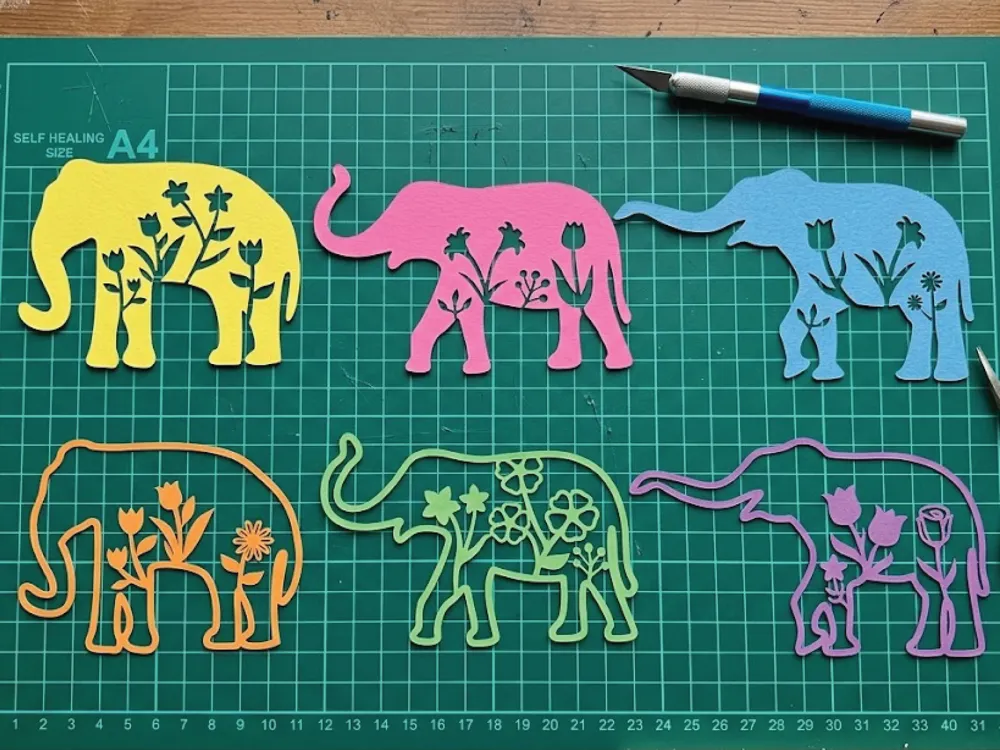 6 Floral Elephant Paper Cutting Collection - Free 3D Print Model ...