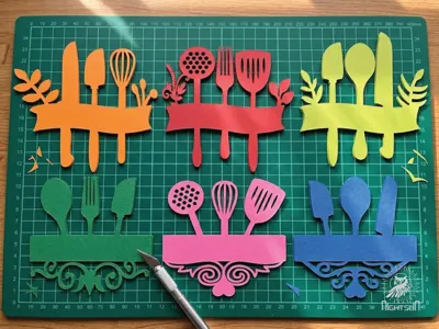 6 Kitchen Monogram Paper Cutting Collection - Free 3D Print Model ...