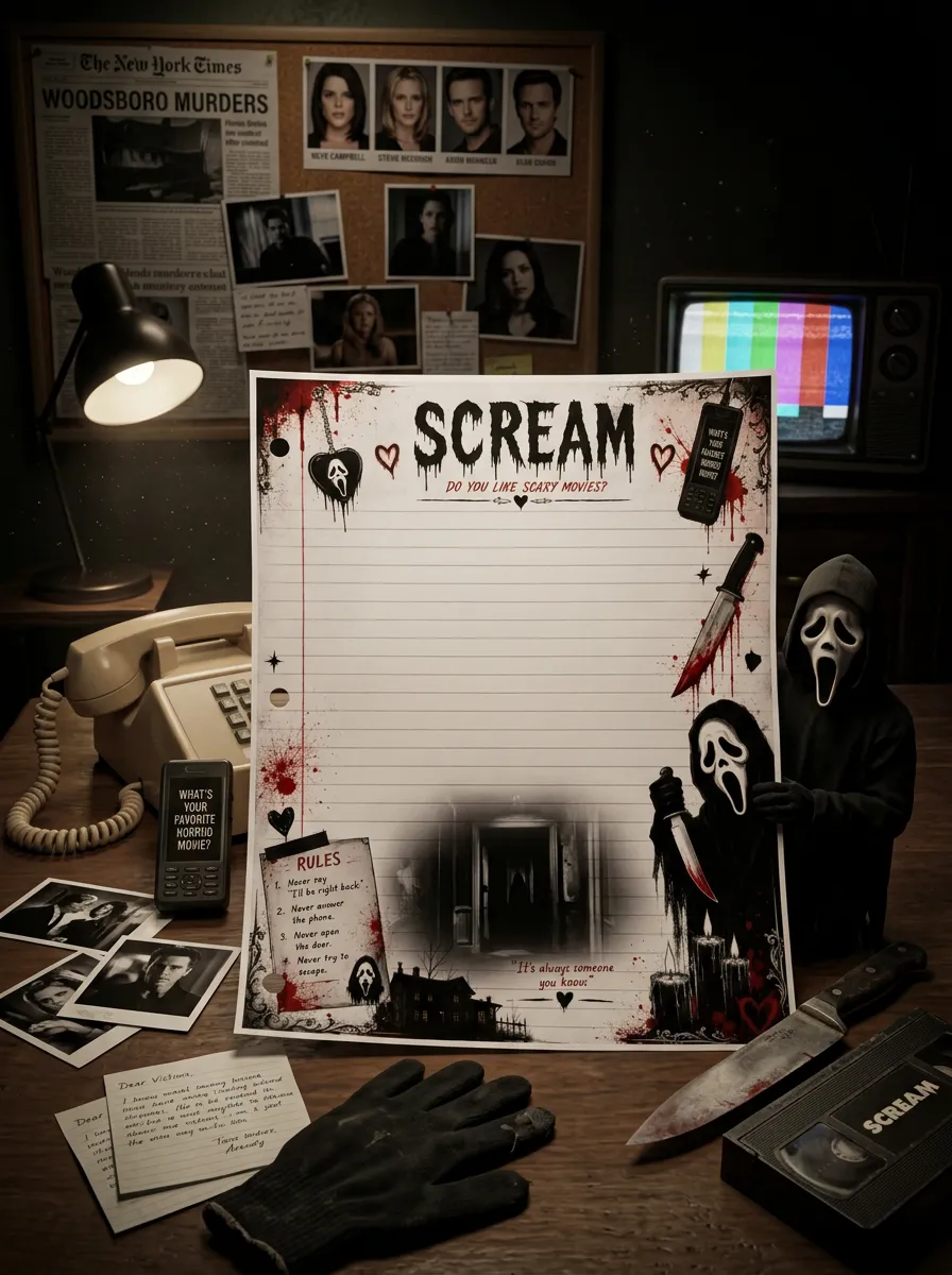 Scream Ghostface Lined Writing Paper – Stationery - Free 3D Print Model ...