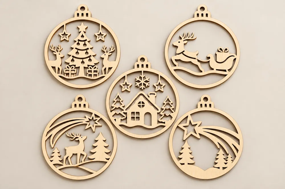 Christmas Ornaments – 5 Laser Cut Designs - Free 3D Print Model ...